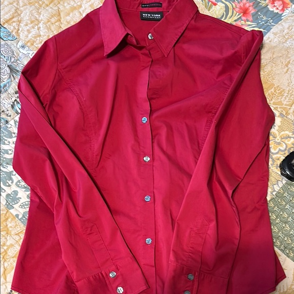 New York & Company | Tops | New York Company Red Buttonup Shirt | Poshmark
